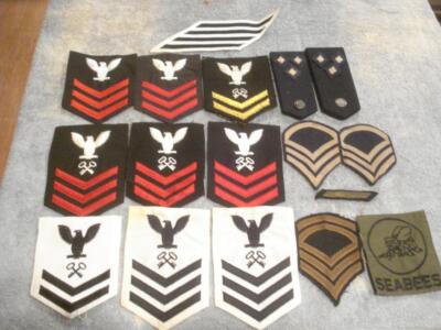 VINTAGE LOT OF 17 US NAVY MILITARY PATCHES (RANKS & UNIT & SHOULDER ...