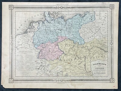 1835 A H Dufour Antique Map of Germany & Prussia - Allemagne | eBay