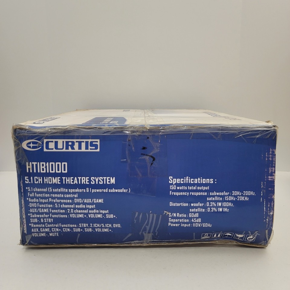 Curtis HTIB1000 5.1 CH Home Theatre System 5 Speakers & 1 Subwoofer New ...