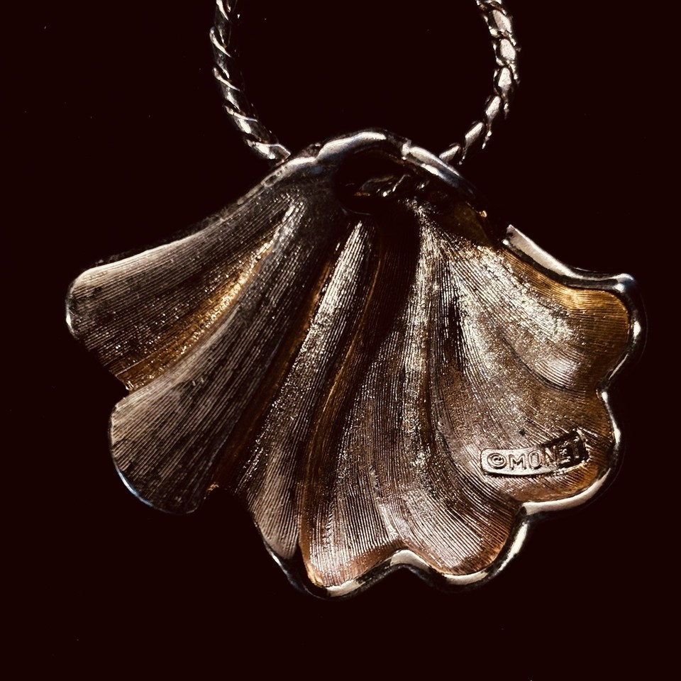 MONET Leaf Skirt Necklace Gold Tone Vintage With Logo Tag | eBay