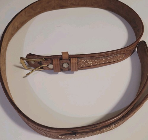 Vintage Looper Tooled Leather Belt 40 See Pics For Color Defects ...
