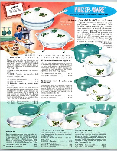 Vtg Prizer-Ware cast iron cookware Pans Mid Century French Canada Print ...