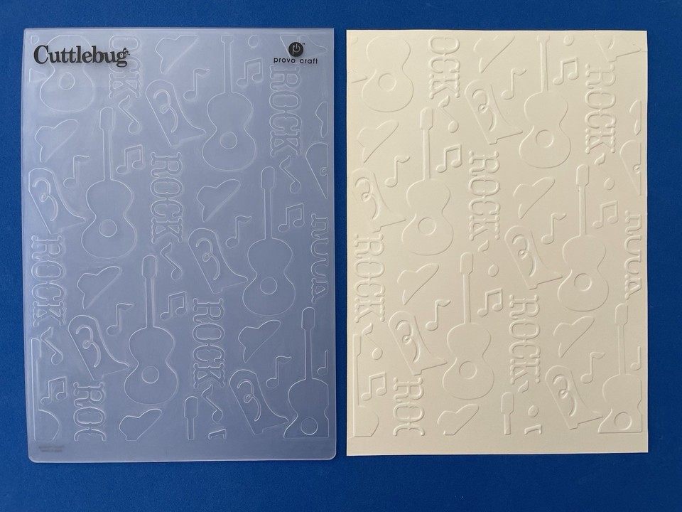 Cuttlebug Paper Craft Embossing Folders Rock Star Guitar Heart Set Of 2 ...