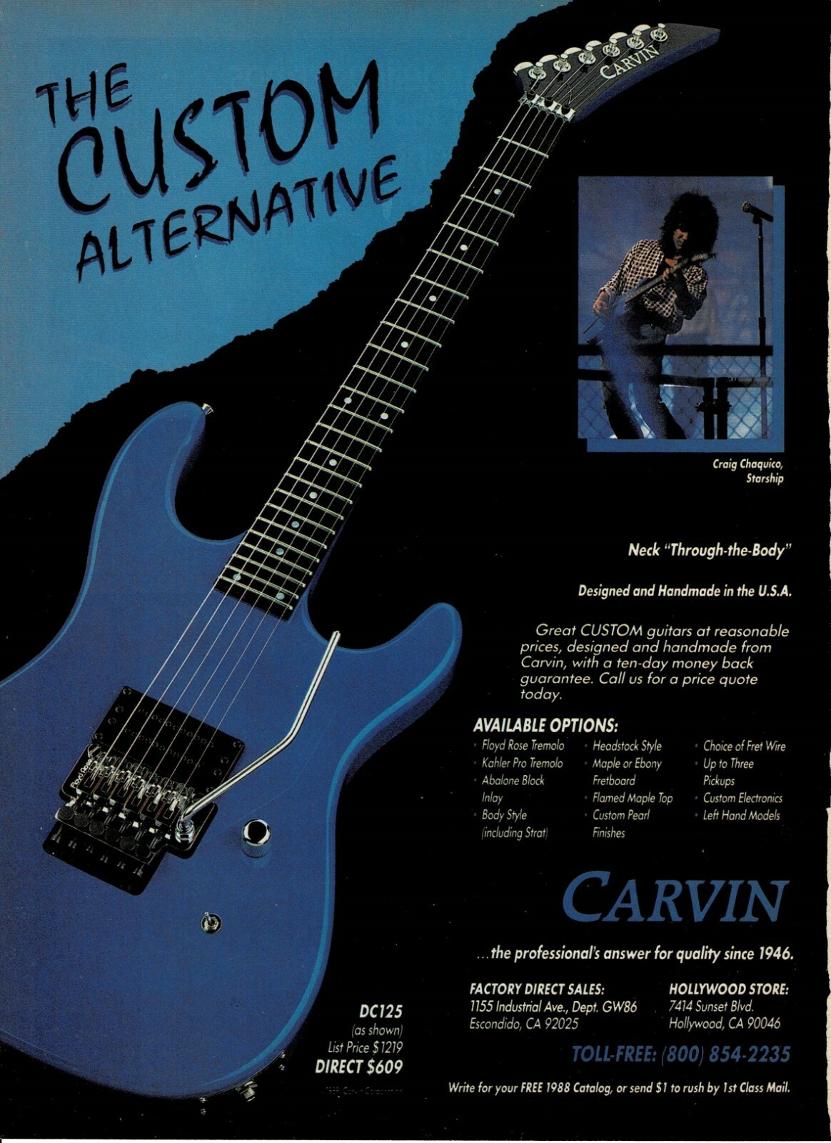 CARVIN GUITARS - CRAIG CHAQUICO OF STARSHIP - 1988 Print Ad | eBay