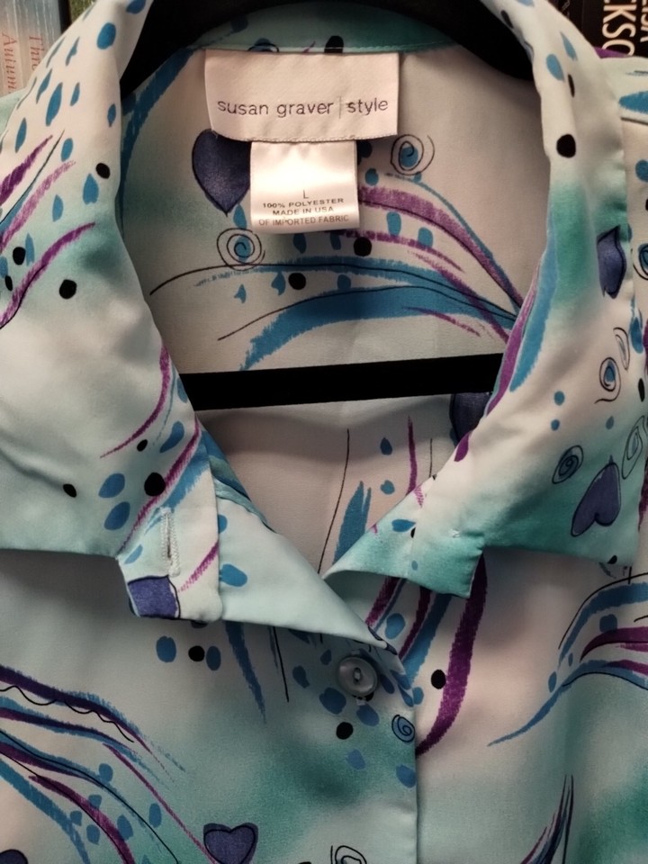 Susan Graver Style Size Large Long Sleeve Button Closure Blouse | eBay