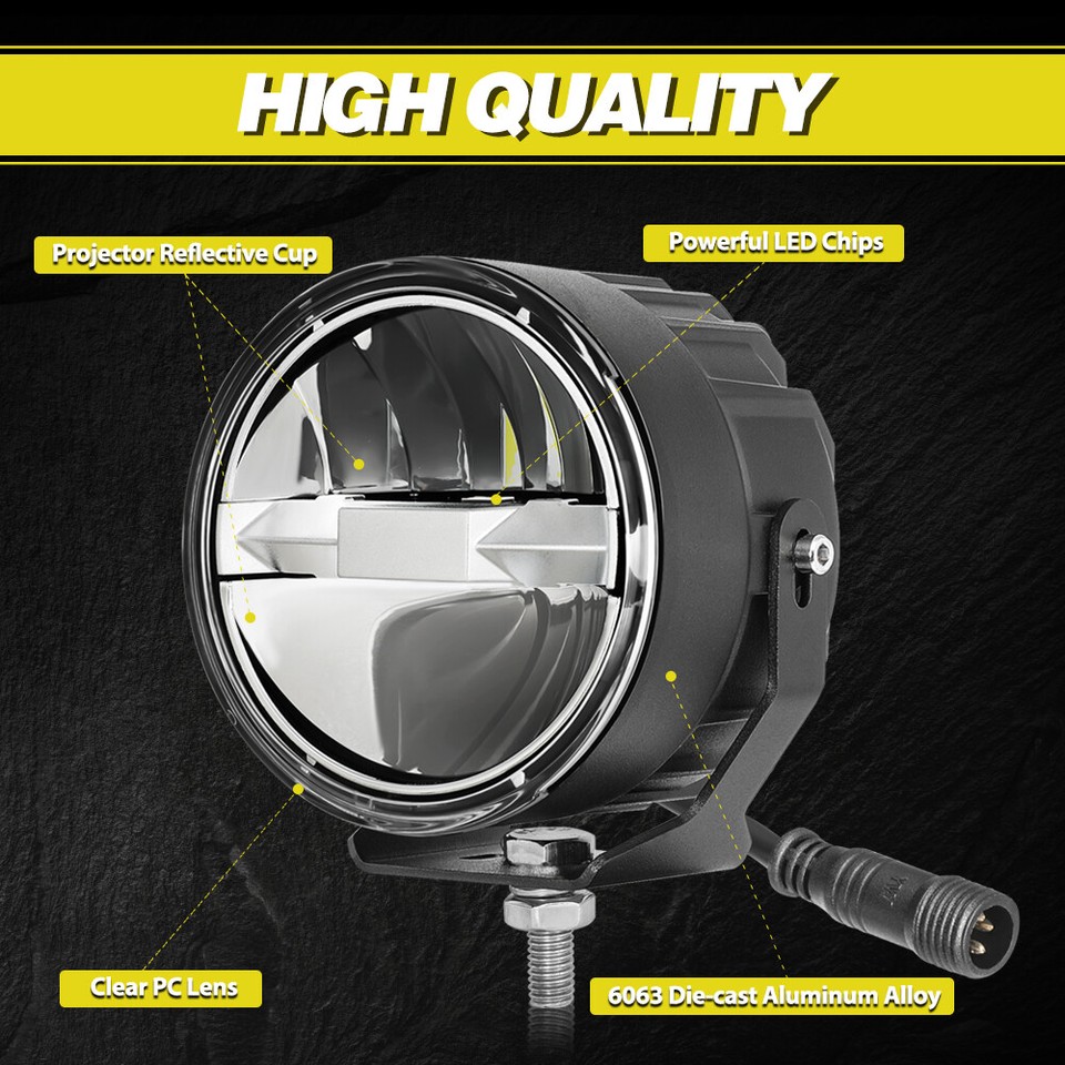 Pair 4" Round LED Fog Lights Driving Lamp Halo For Jeep Wrangler JK TJ ...