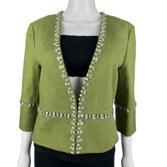 Tory Burch Avery Jeweled‎ Embellished Blazer Jacket S… - Gem