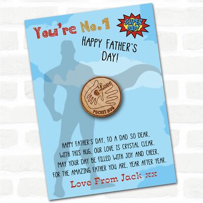 Hand In Hand Superhero Dad Father's Day Personalised Gift Pocket Hug ...