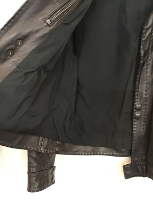 G Guaglianone Men's Leather Jacket Black Bomber Zip Up G Guaglianone Men's Leather Jacket Black Bomber Zip Up