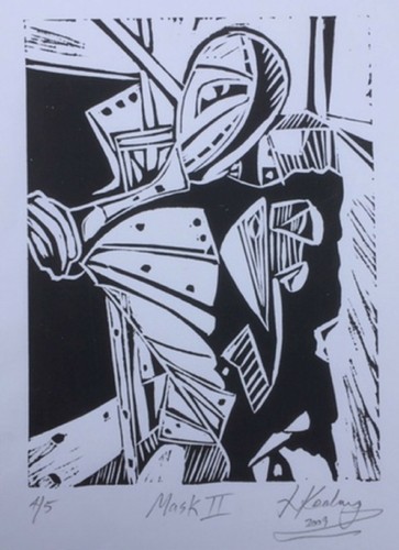 LYNN KEATING AUSTRALIAN BLACK INK LINOCUT "MASK II" 2009 LTD ED | eBay ...
