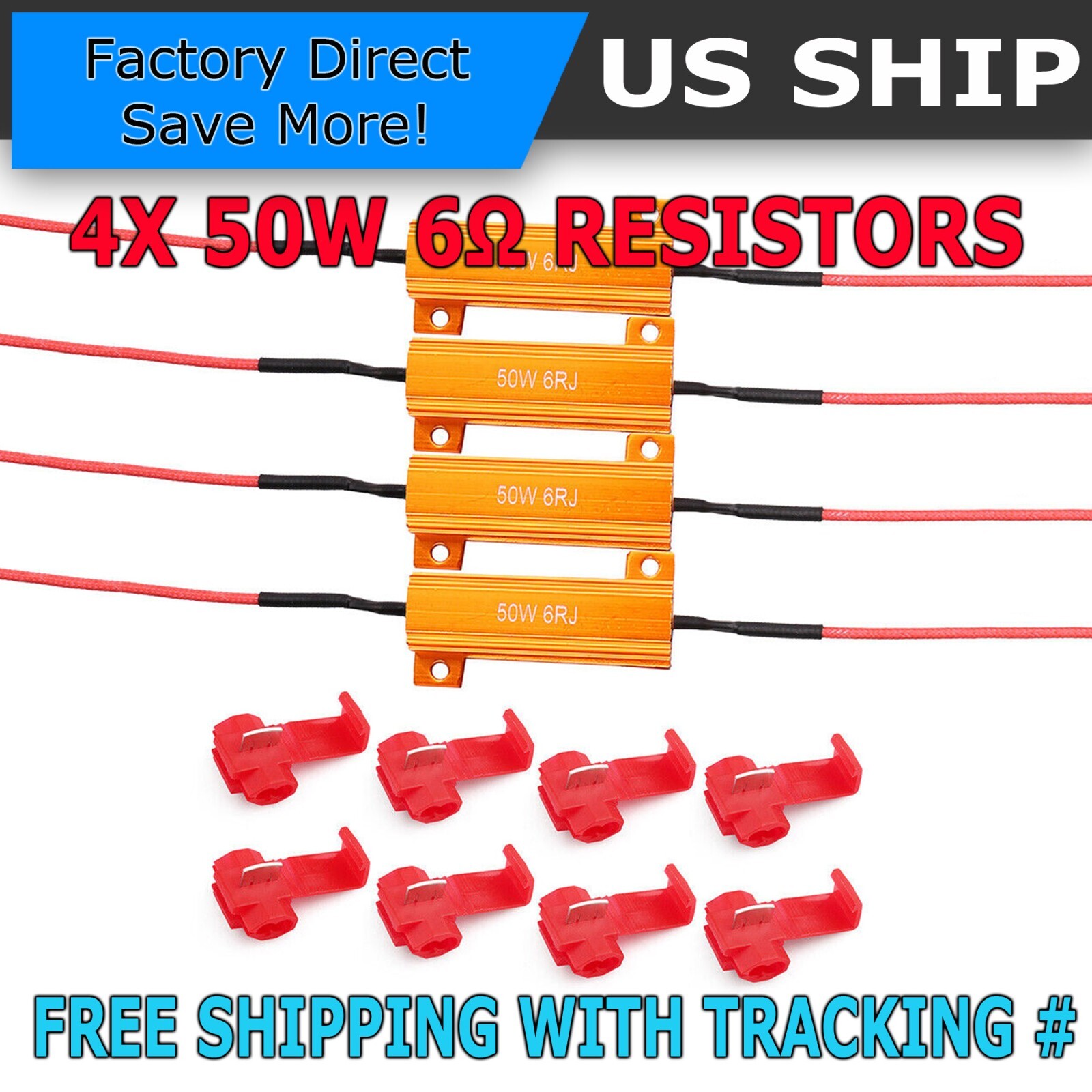 4pcs Load Resistor 50W 6RJ 6ohm LED Decoder FIX Hyper Flash Turn Signal ...