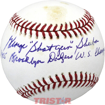 GEORGE SHUBA SIGNED ML BASEBALL INSC 1955 BROOKLYN DODGERS WS CHAMPS ...