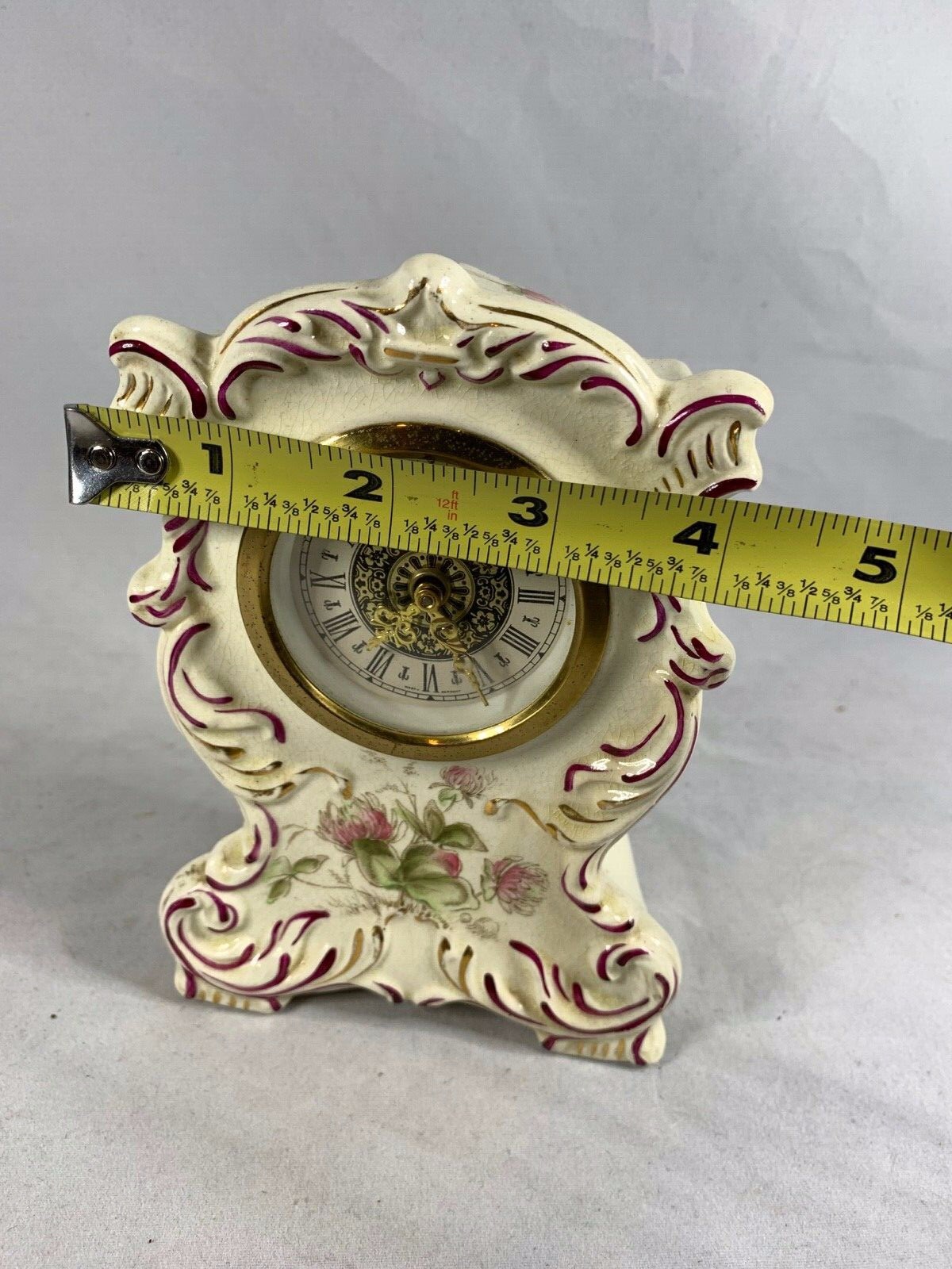 WORKS Porcelain Mantle Clock Pelican / Narco Windup Movement / 3620 | eBay