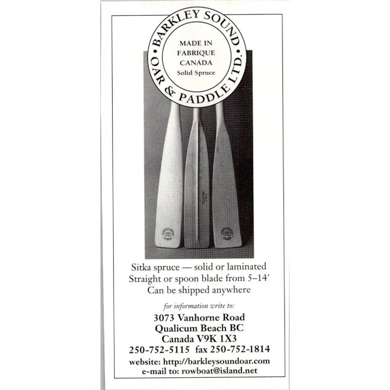 Barkley Sound Oar & Paddle Ltd Sitka Spruce Laminated CAN Vintage Ad ...