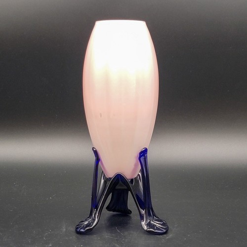 Vtg Bohemian Czech Art Glass Rocket Vase 8 1/4"T Orange Cased White ...