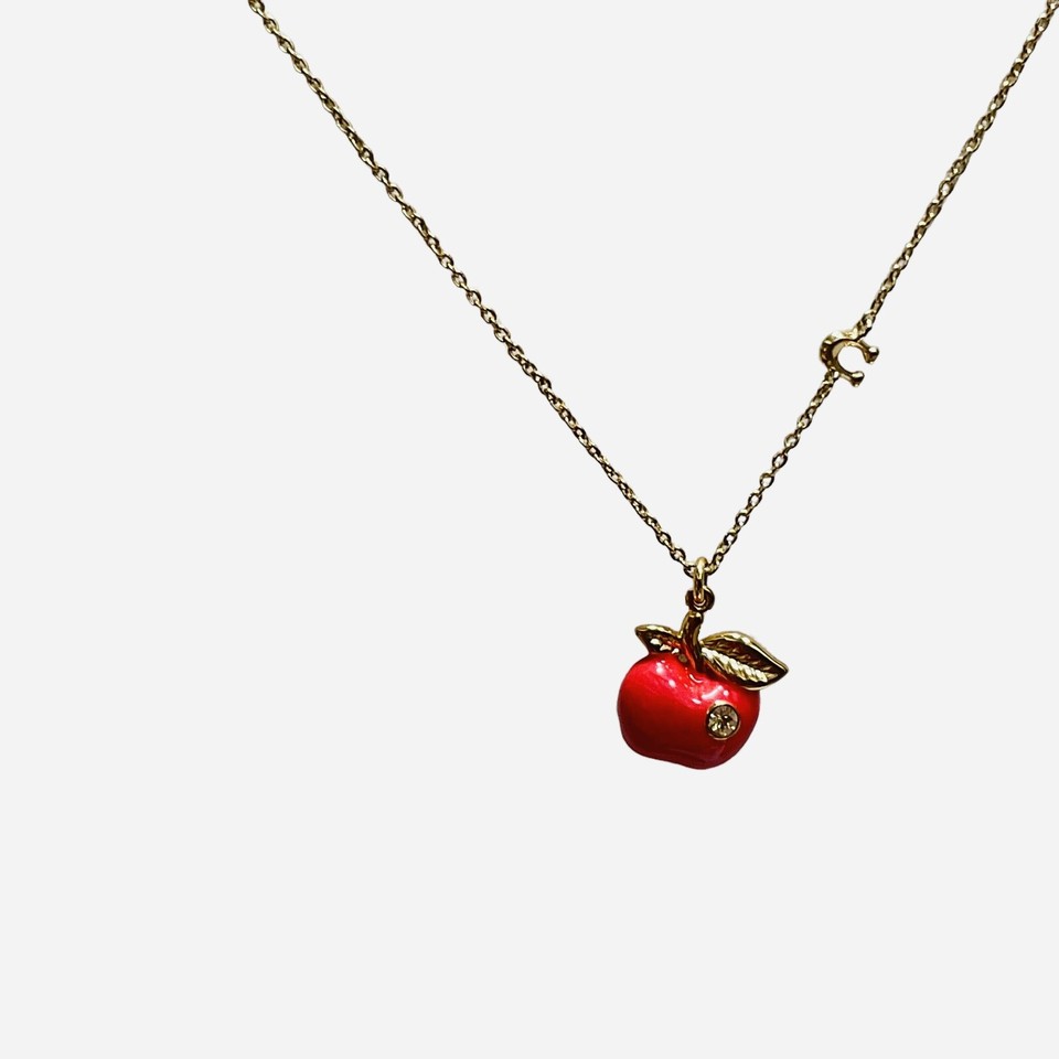 Coach Signature Logo Apple Necklace Teacher Back To School Rhinestone ...