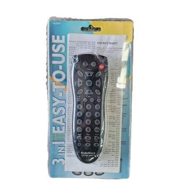 New Radio Shack 3 in 1 Easy to Use Universal Remote Control 15-2147 NIP ...