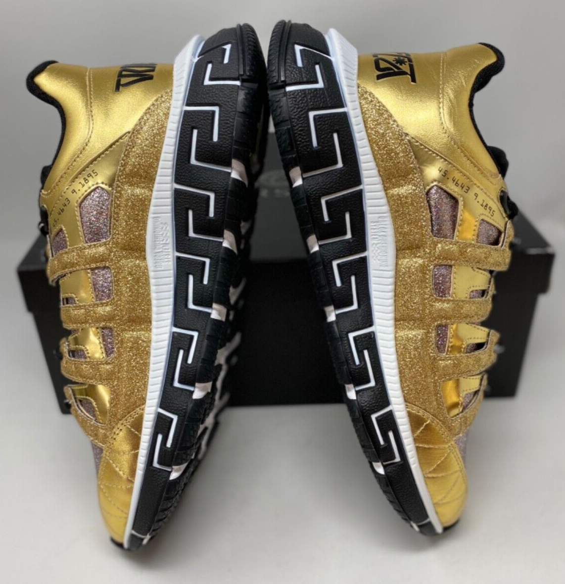 $1125 Men's Versace Trigreca Gold Glitter Sneakers DSU80941A02748 6Y090 ...