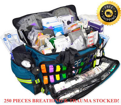 Large EMT Trauma Bag Kit First Responder Medical Aid 250-Pcs Supplies ...