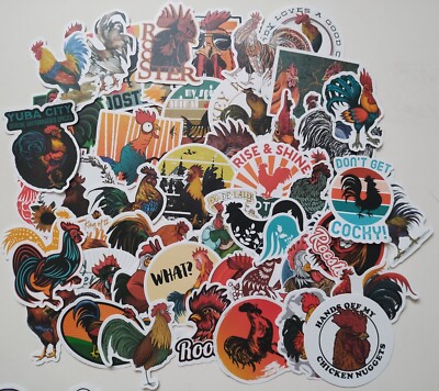 50PC. ROOSTER WATERPROOF VINYL STICKERS/DECALS | eBay