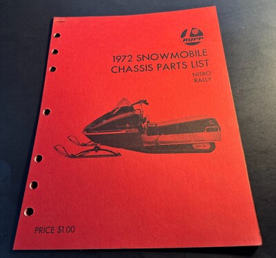 1972 RUPP NITRO & RALLY SNOWMOBILE CHASSIS PARTS MANUAL 19 PAGES (R33 ...