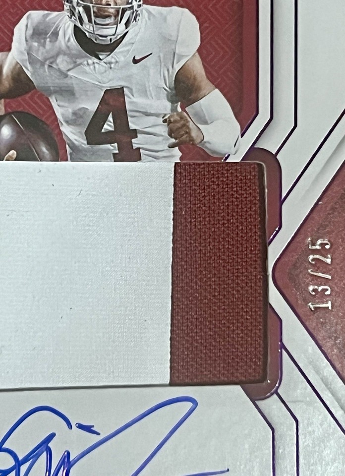 Jalen Milroe 13/25 2025 National Treasures RPA Rookie Patch Auto ...