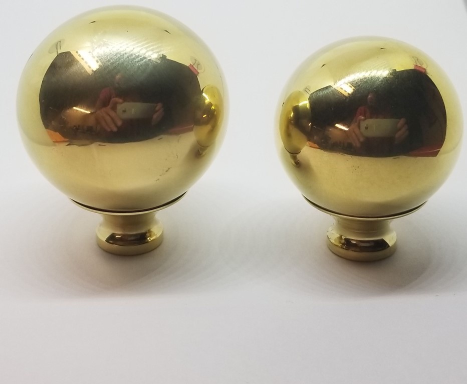 LARGE 2" BRIGHT BRASS bed ball finial post cannon frame rail antique ...