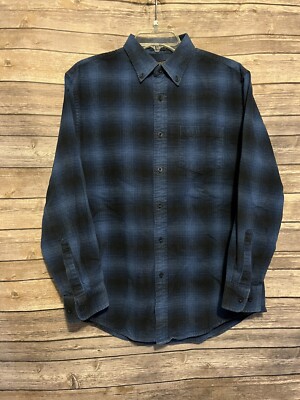 Pendleton Thomas Kay Mens Blue Plaid Button Up Flannel Shirt Medium | eBay