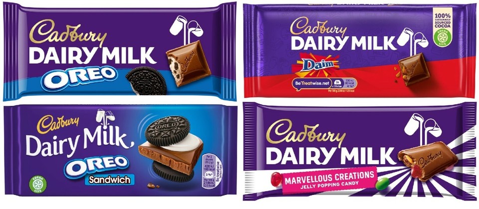 Cadbury Dairy Milk Chocolate Bars - Oreo / Daim / Marvellous Creation ...