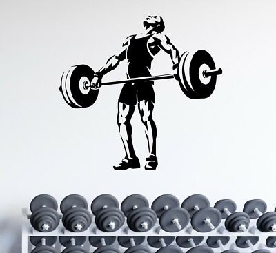 Wall Decal Weightlifting Barbell Athlete Gym Sport Vinyl Sticker ...
