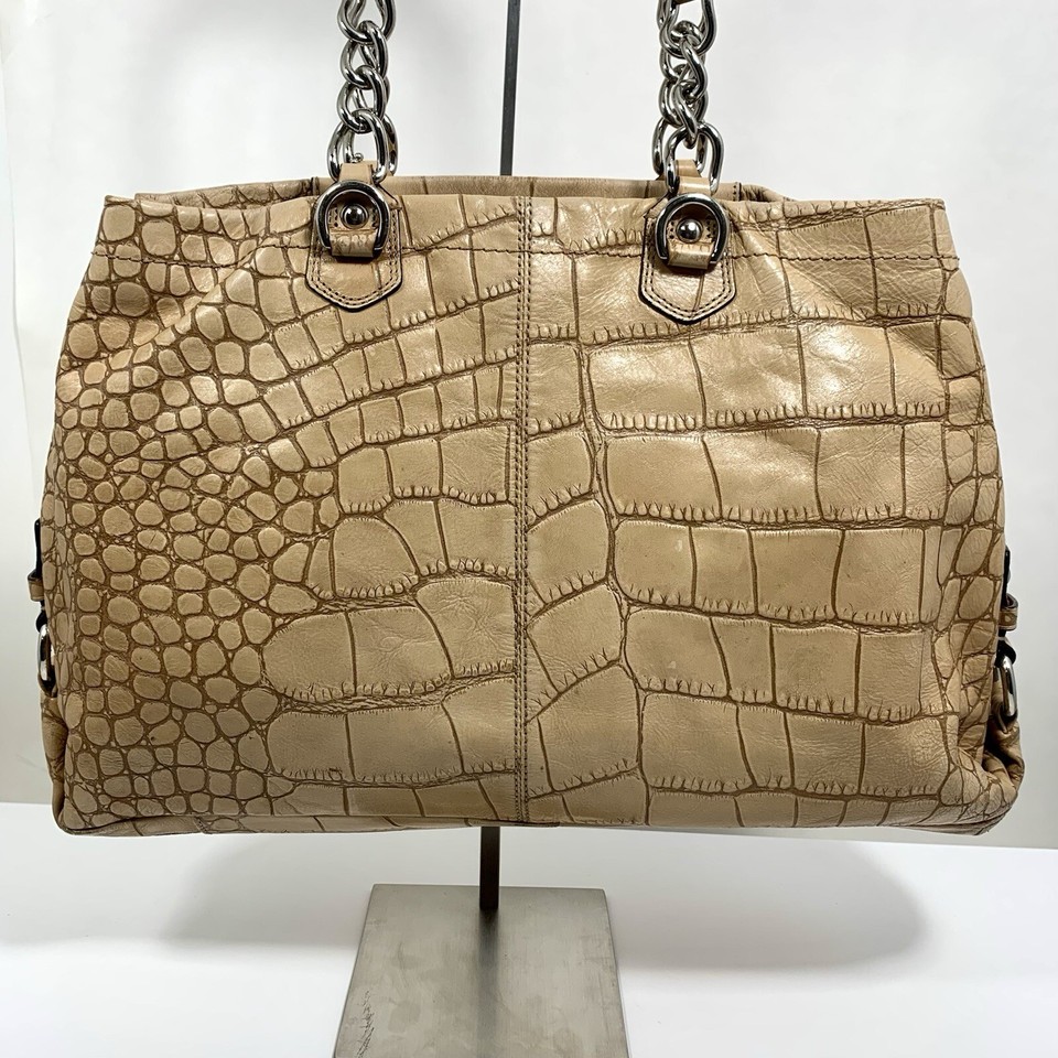 COACH Ashley F17661 Croc Embossed Leather Carry All Tote Bag Purse ...