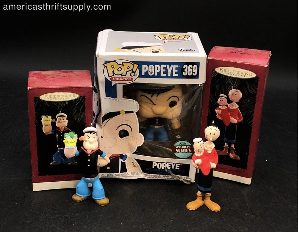 Popeye Vintage Phone + Funko Pop 11 Pc Lot Figures Signs Ornaments DVDs ...