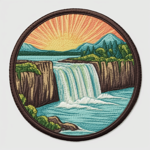 Beautiful Waterfall Embroidered Applique Patch - Nature Badge (Iron on ...