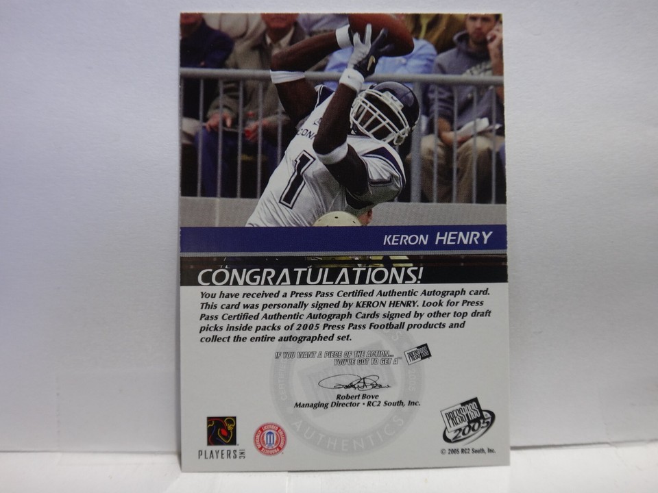 2005 Press Pass Auto Bronze Keron Henry #_KEHE Rookie Auto RC | eBay