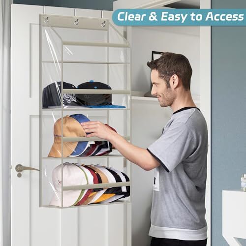 Clear Over the Door Hat Racks for Baseball Caps, Hold 48 Caps Hat 36.2 ...