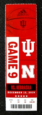 INDIANA UNIVERSITY HOOSIERS BASKETBALL TICKET STUB v NEBRASKA 2019 ...