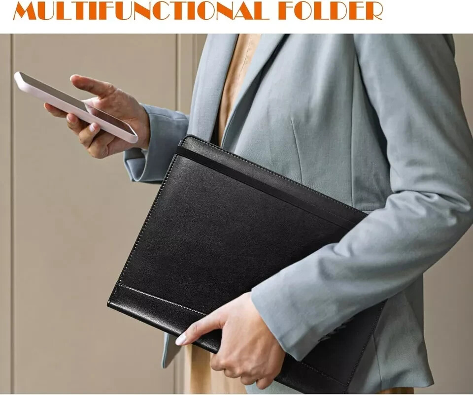 Leather Padfolio Business Portfolio Notebook Binder Office Organizer ...