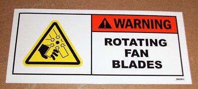 2 SAFETY LABEL WARNING ROTATING FAN BLADES ADHESIVE DECAL STICKER 5-1/2 ...