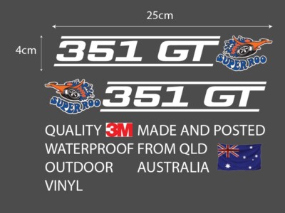 FORD SUPER ROO STICKER 351GT 250x40mm VINTAGE CLASSIC FORD FPV LEFT AND ...