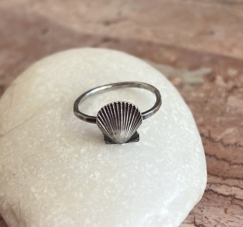 Sterling Silver 925 Sea Shell Ring Sea stackable Ring Minimal Vintage ...