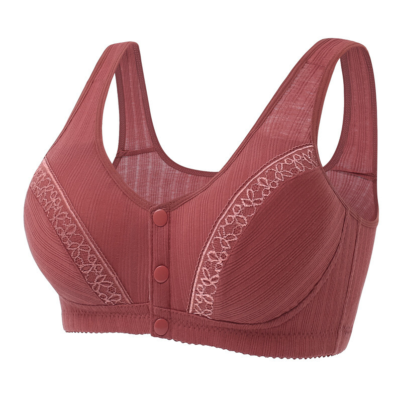 Ladies Front Fastening Bra Cotton Non Wired Padded Comfort Stretch ...