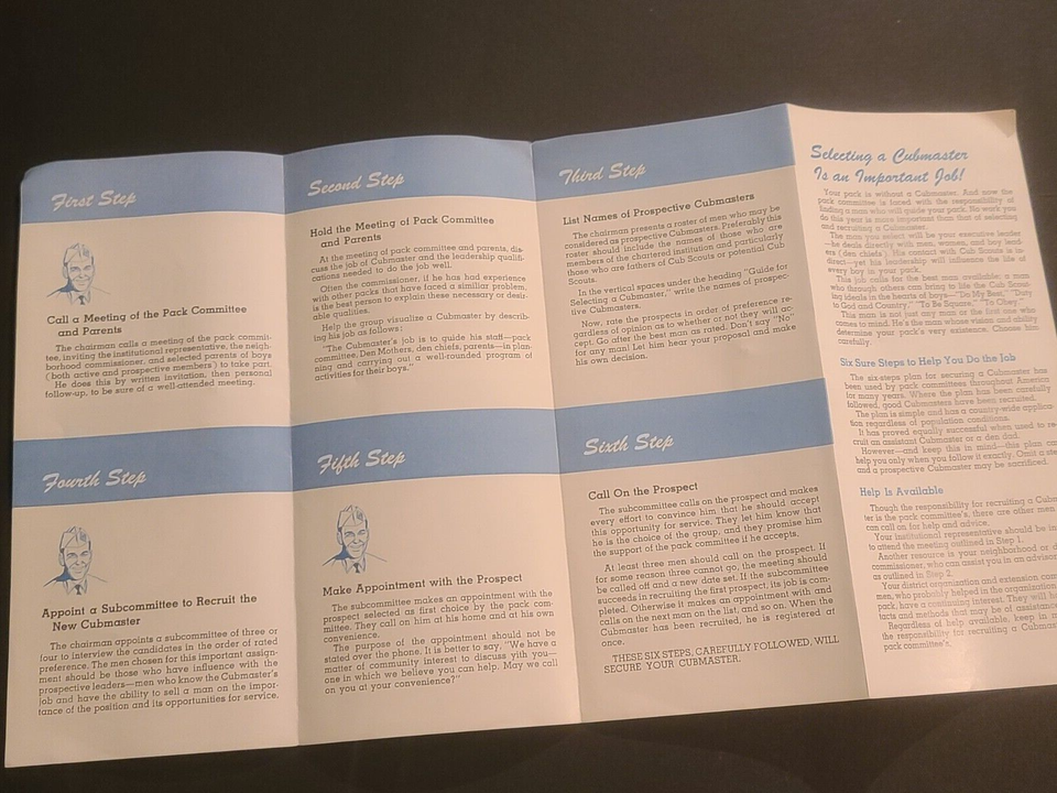 Boy Scouts of America Securing a Cubmaster 1958 Brochure Pamphlet | eBay