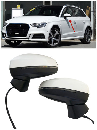 Car Side Door Mirror 2PCS for AUDI A3 S3 Power folding 2014-2020 White ...