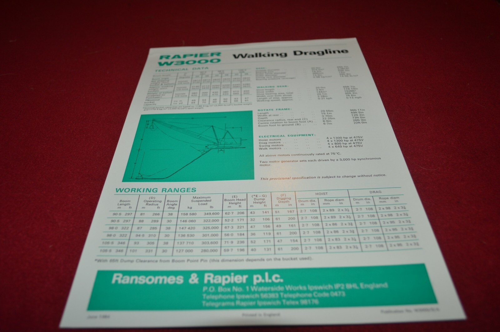 Ransomes & Rapier W3000 Walking Dragline Dealer's Brochure AMIL15 | eBay