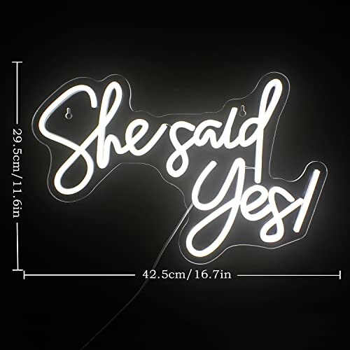 She Said Yes Neon Sign Cold White Wedding Word Neon Lights for Proposal ...