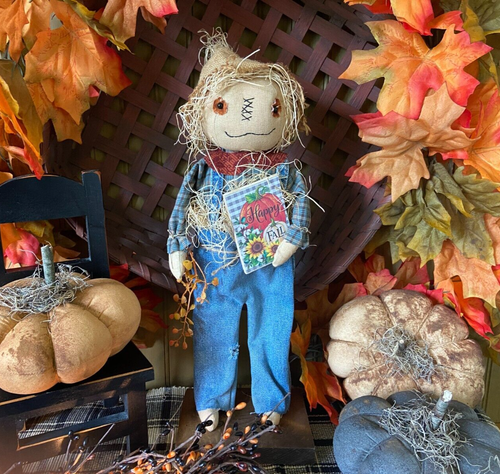 Primitive Country Farmhouse Autumn Halloween Fall Handcrafted Mr. Scarecrow Doll | eBay