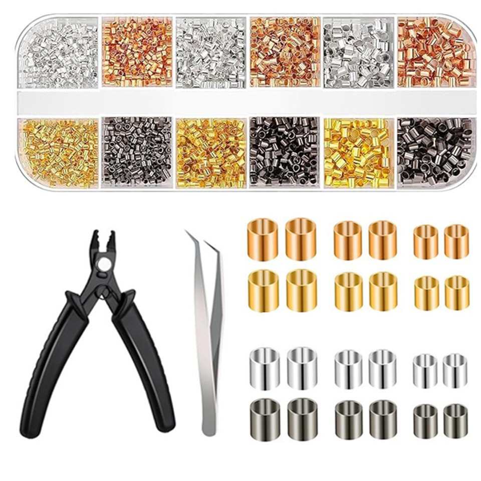 2200PCS/Set Plated Copper Crimp Tubes Beads Accessories For Jewelry ...
