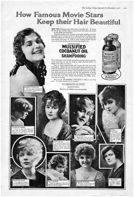 1918 Watkins Shampoo Antique Print Ad Silent Film Starlets Norma ...