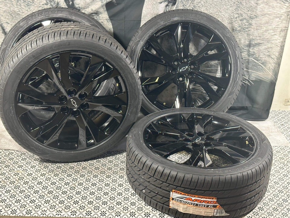 4 2020 Chevy Blazer 21" Factory OEM Wheels Rims Tires 5938 gloss black ...