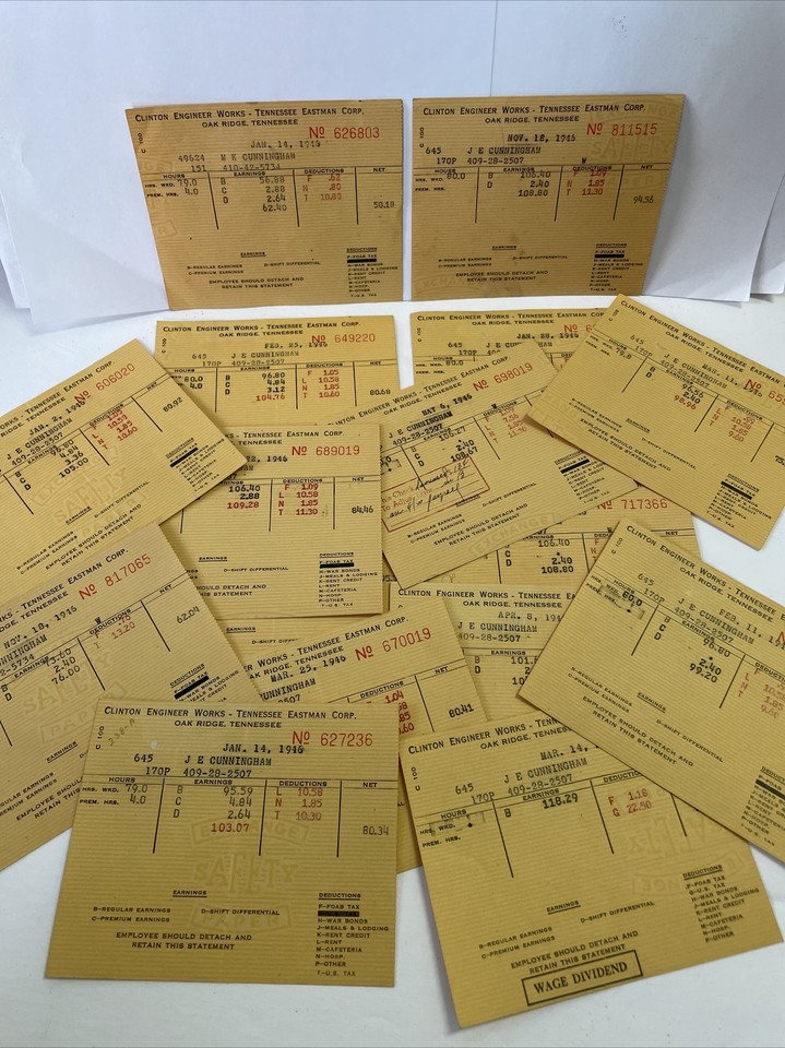 ONE Ww2 Clinton engineer Oak Ridge Tennessee Manhattan Project paper ...